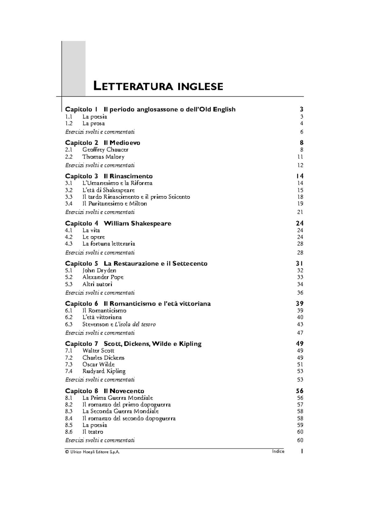 Teoria letteratura inglese-2 - LETTERATURA INGLESE „Ulrico Hoepli Editore S.p. Indice Capitolo 1 ...