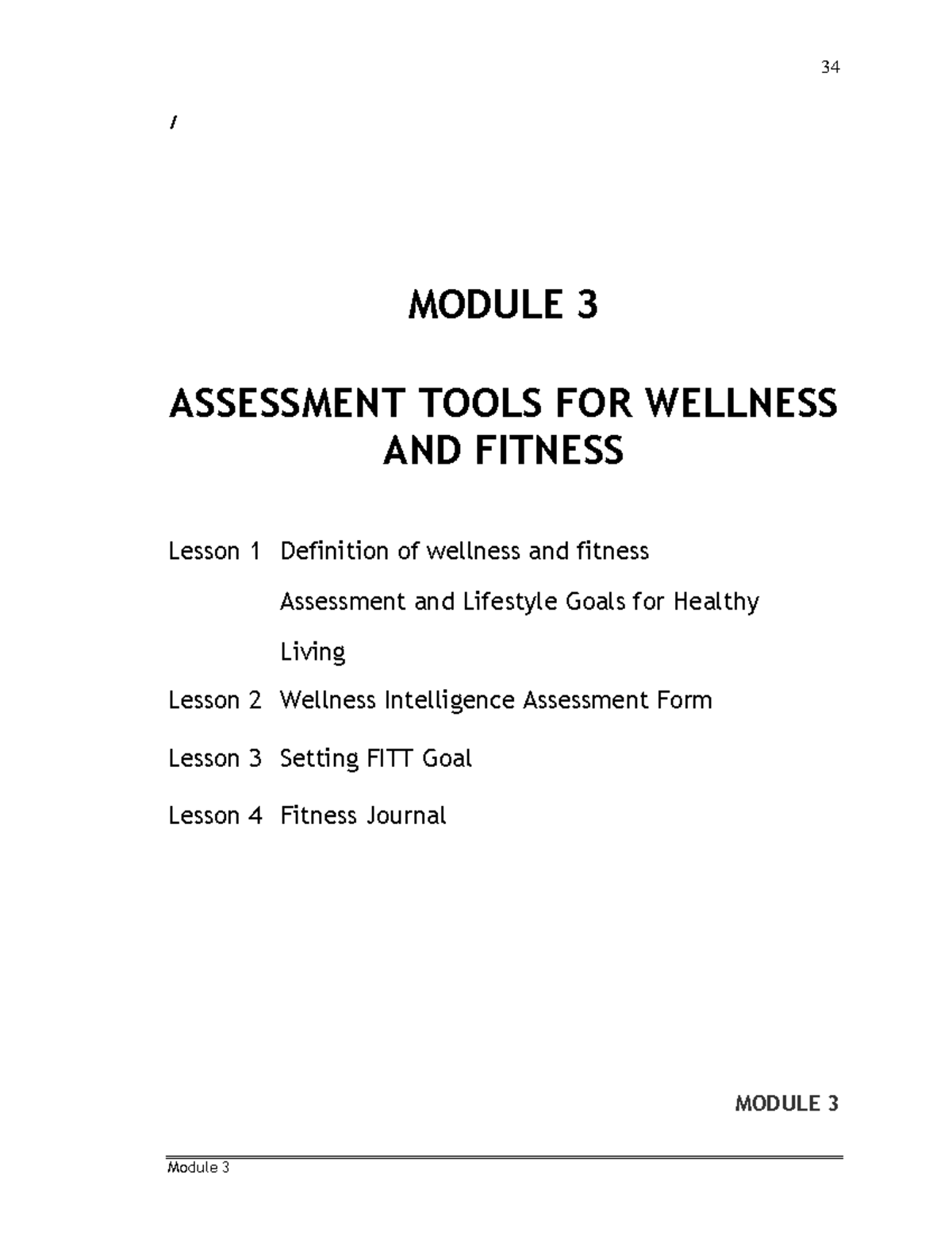 Final PE-101- Module-3 - / MODULE 3 ASSESSMENT TOOLS FOR WELLNESS AND ...