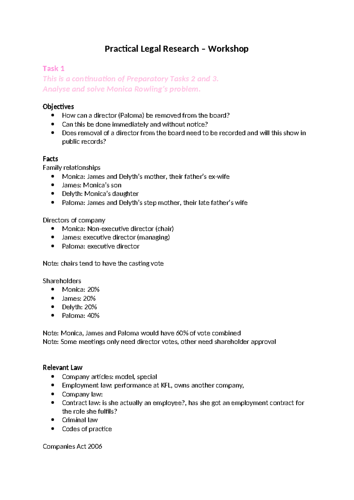 PLR - Workshop - Practical Legal Research – Workshop Task 1 This is a ...