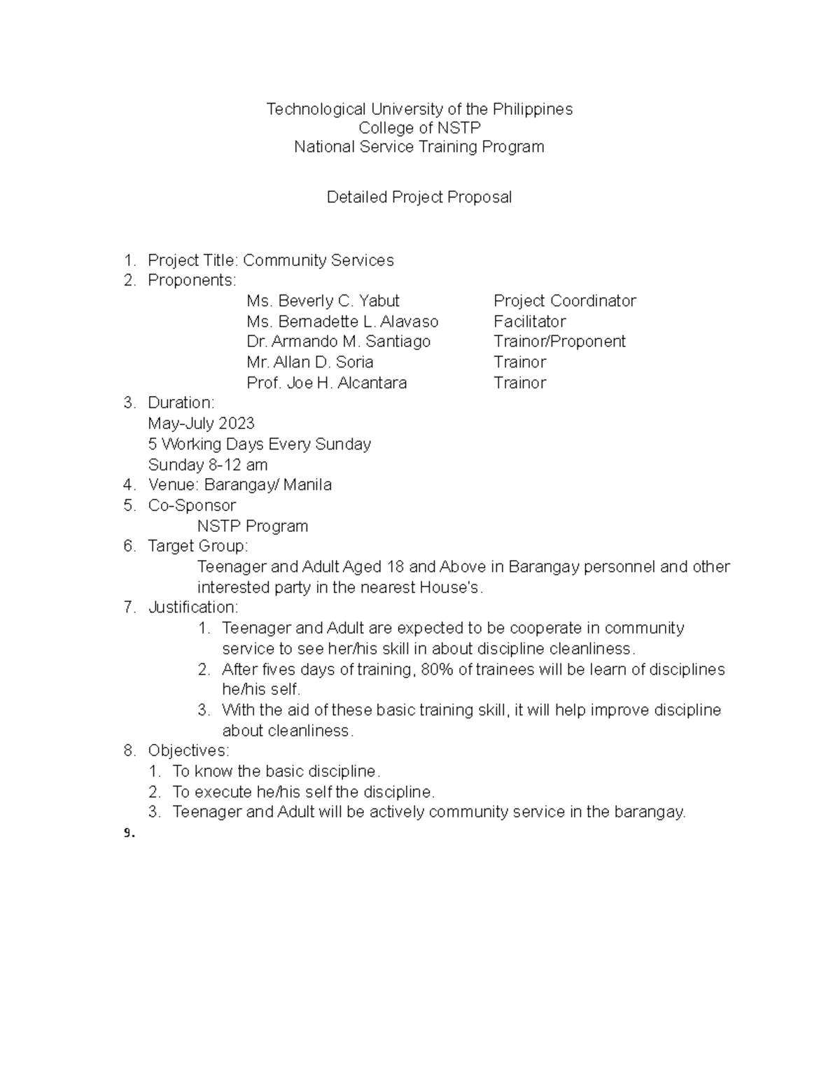 Technological University of the Philippines(Project Proposal ...