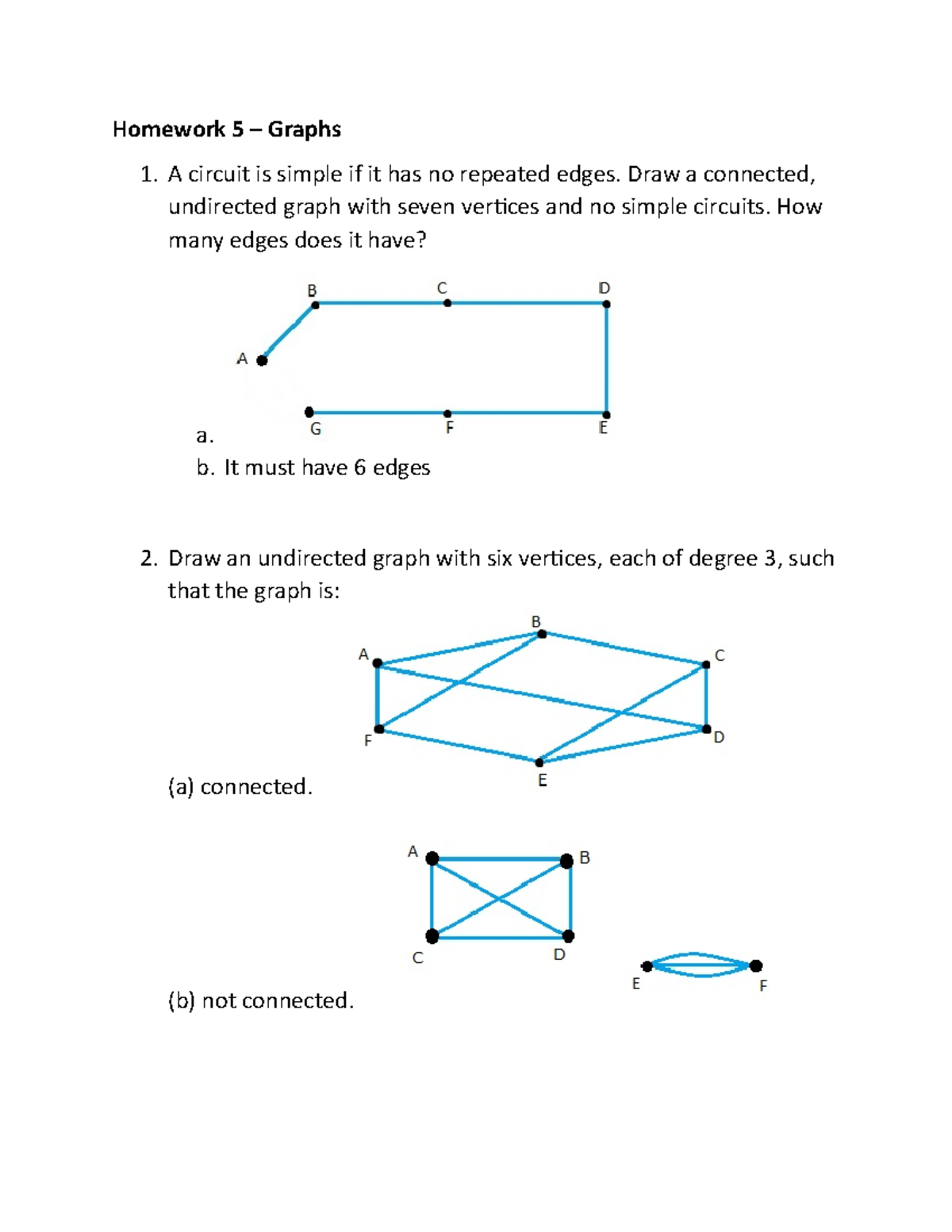 Homework 5 - Homework 5 – Graphs A circuit is simple if it has no ...