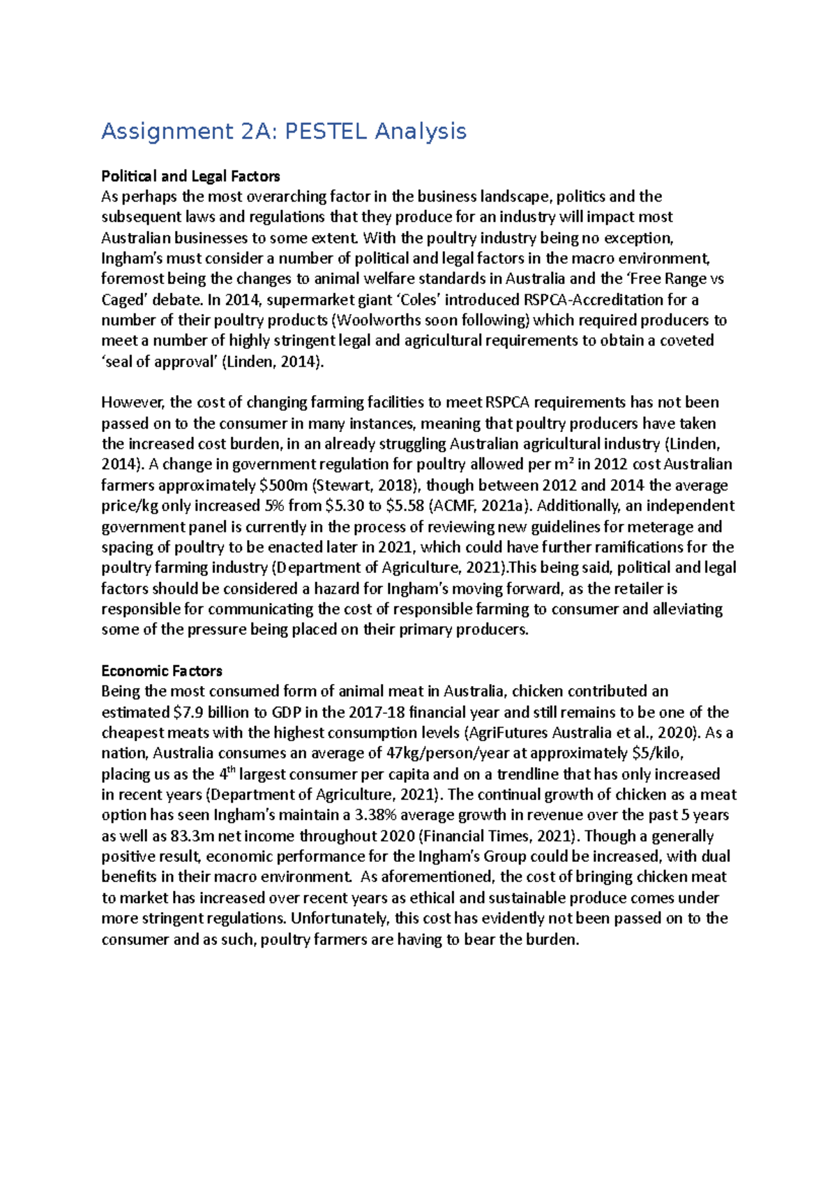 Assignment 2A PESTEL Analysis - 024100 - Studocu