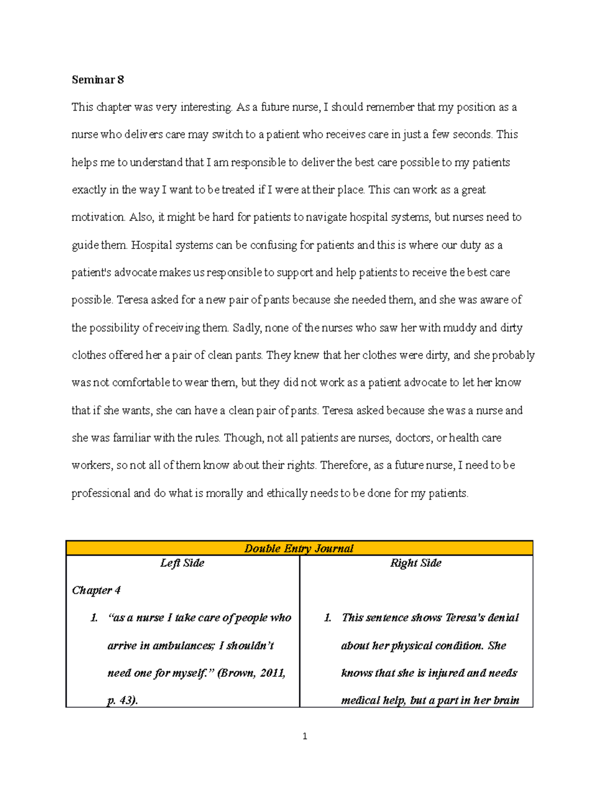 Seminar 8 - sometimes nurses might fail to provide correct ...
