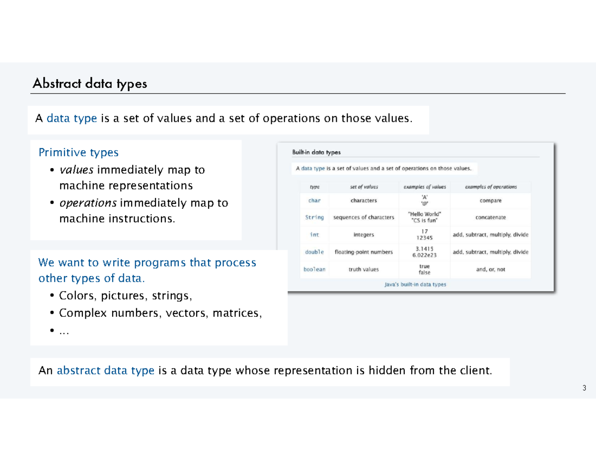 Una Definicion de lo ques un TDA - Abstract data types Primitive types ...