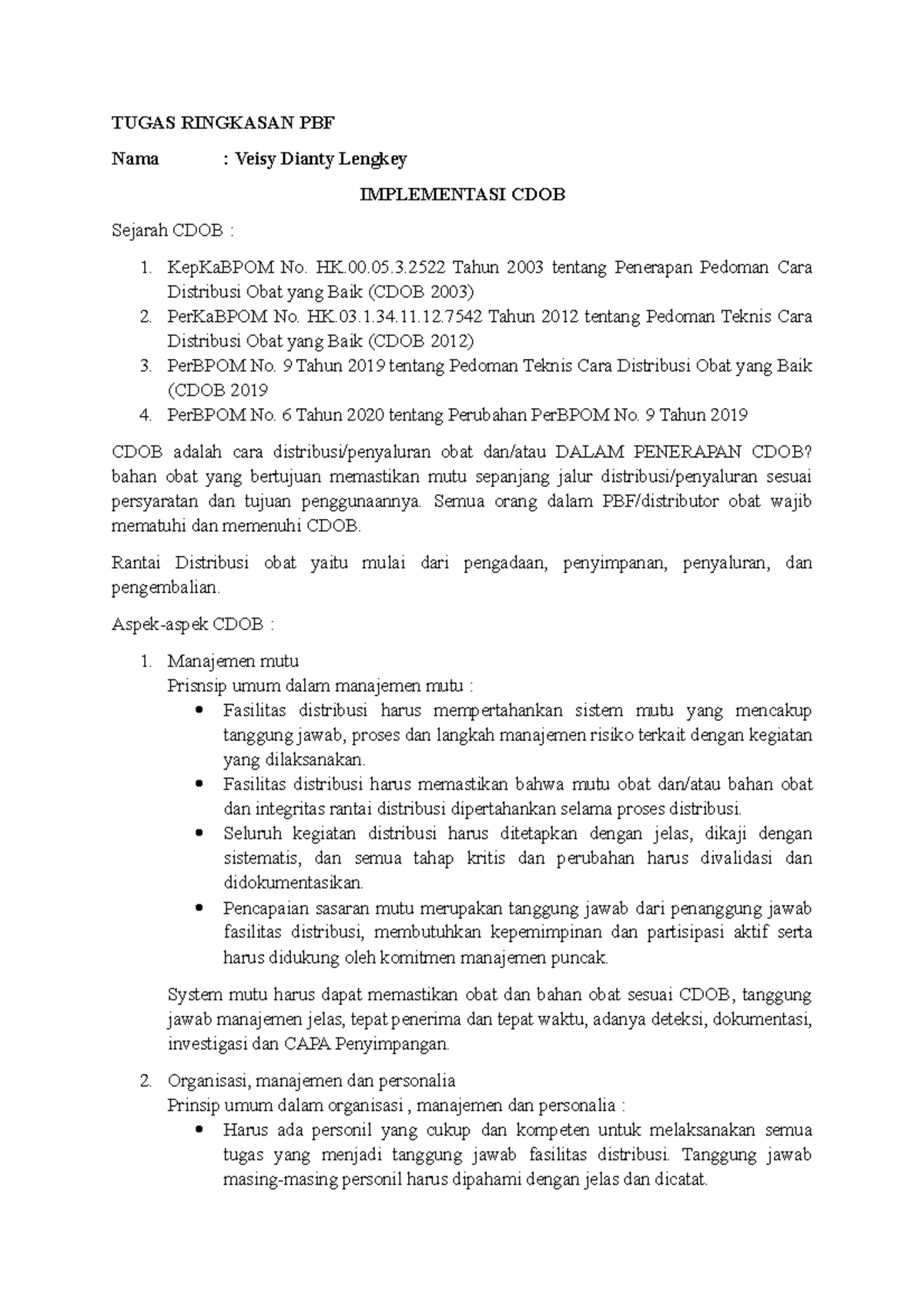 Tugas Ringkasan PBF (implementasi cdob) 2 - TUGAS RINGKASAN PBF Nama ...