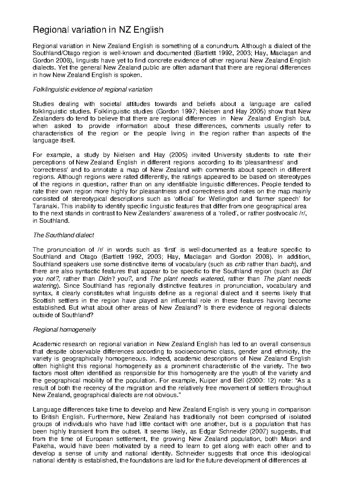 Regional variation in NZ English - Regional variation in NZ English ...