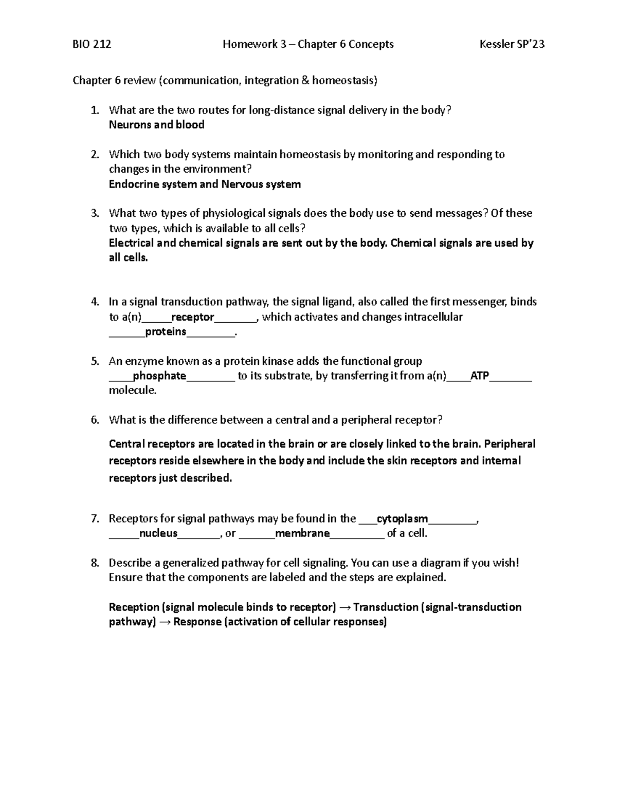 Homework 3 - BIO 212 Homework 3 – Chapter 6 Concepts Kessler SP ...