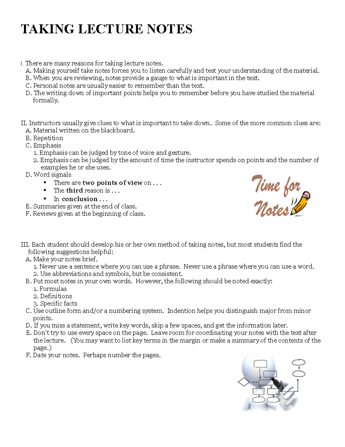 Taking Lecture Notes - TAKING LECTURE NOTES I. There are many reasons ...