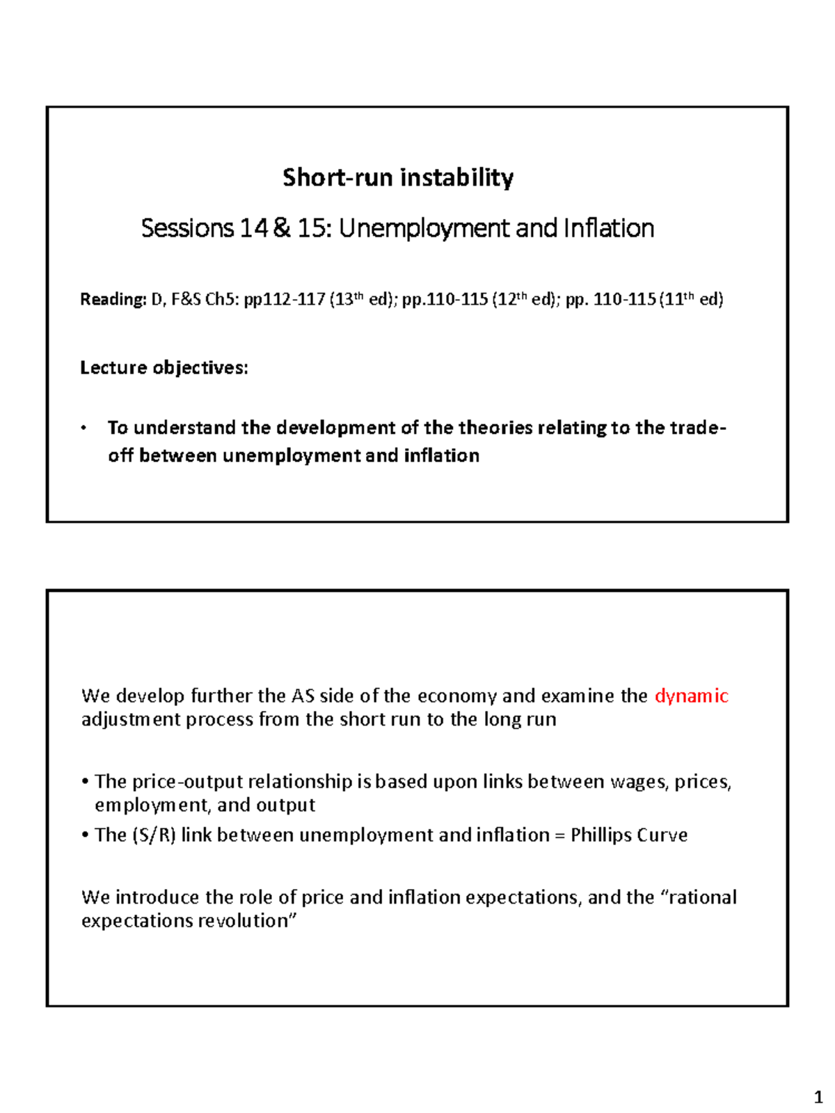Economics Session 14 & 15 - Short-run instability Sessions 14 & 15 ...