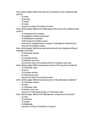 Cardiovascular System - Practice Tests - 1. Select all that apply ...