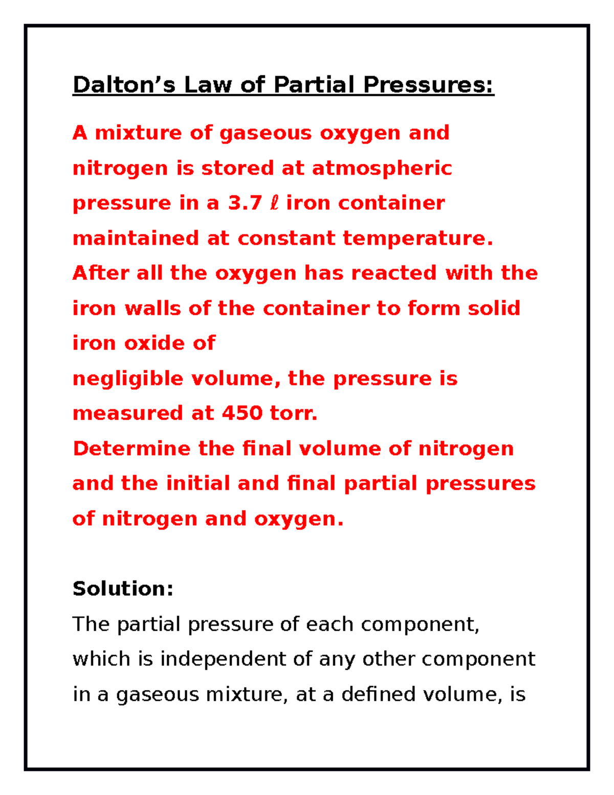 Numericals on Dalton’s Law of Partial Pressures - Dalton’s Law of ...