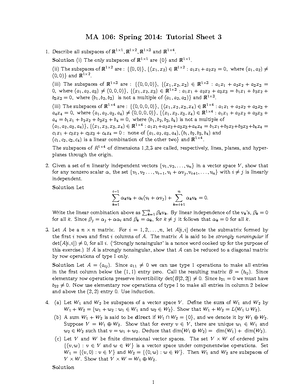 Tut1 matrix operations - MA 106 : LINEAR ALGEBRA : SPRING 2023 MATRIX OPERATIONS 1. Tutorial ...