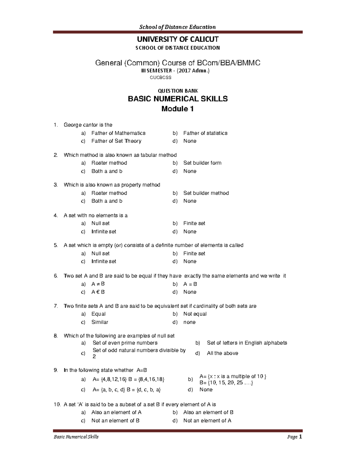 Basic Numerical Skills - 2017 bcom second semester very important shots ...