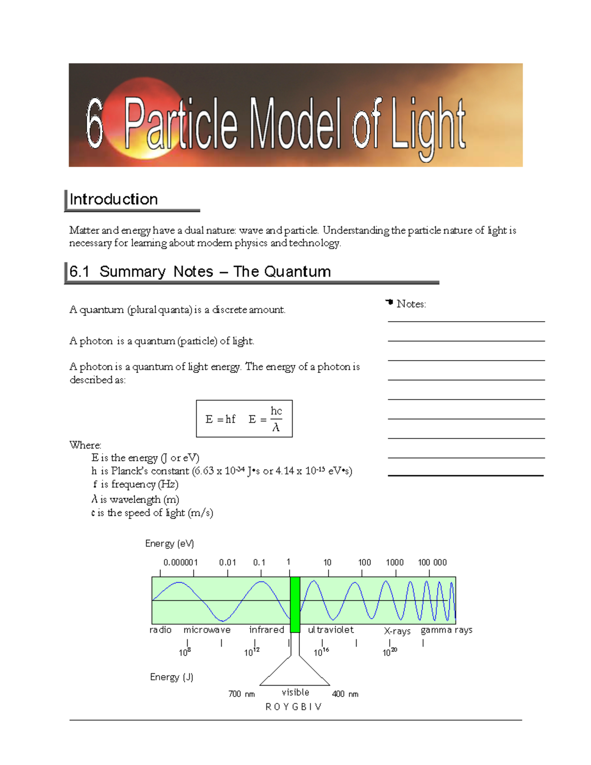 Wb chapter 6 emr quantum ch - Introduction Matter and energy have a ...