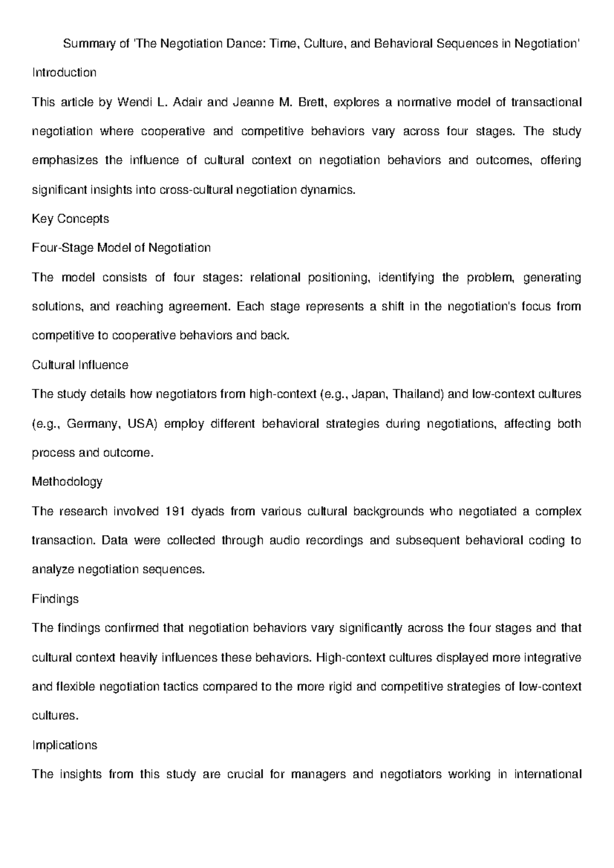 Negotiation Dance Summary - Summary of 'The Negotiation Dance: Time ...