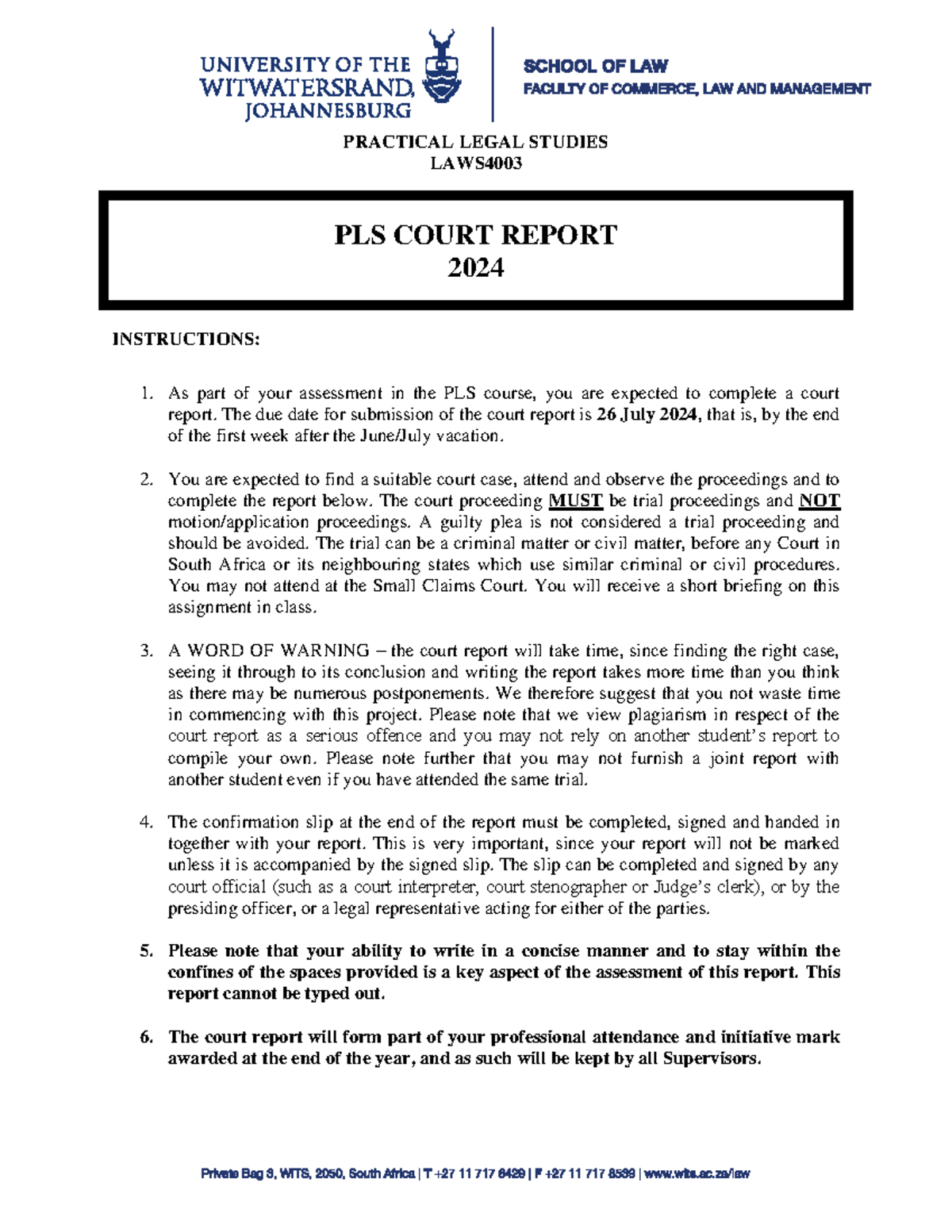 PLS Court Report 2024 - PRACTICAL LEGAL STUDIES LAWS PLS COURT REPORT ...