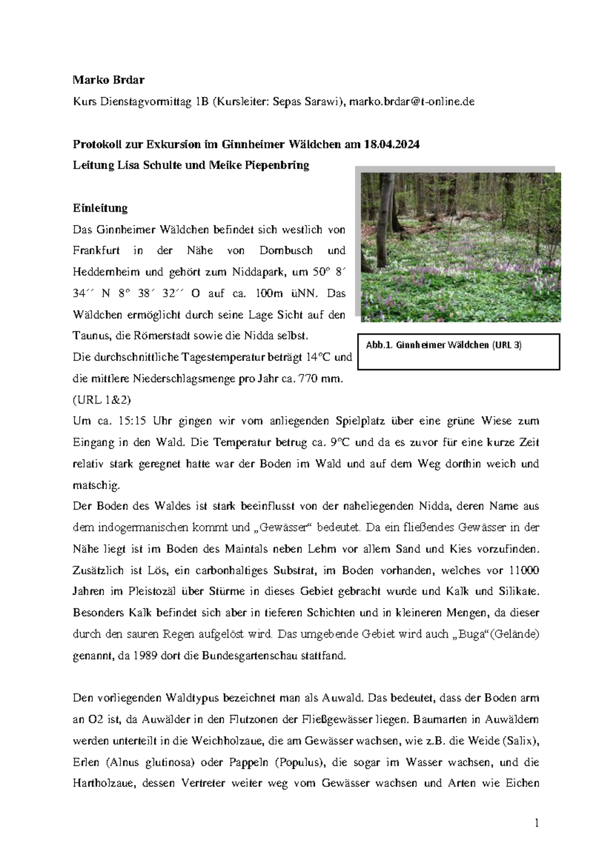 Protokoll Exkursion - ................ - Marko Brdar Kurs ...
