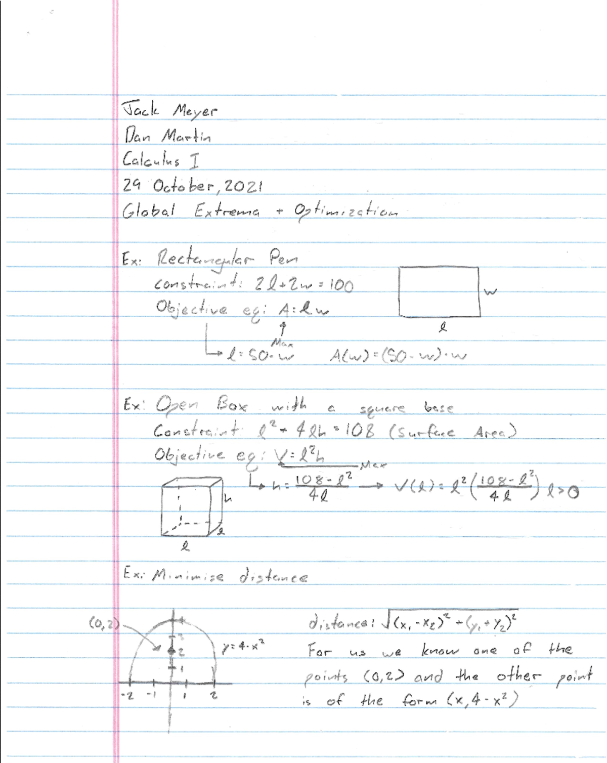 Global Extrema and Optimization - M 144 - Studocu