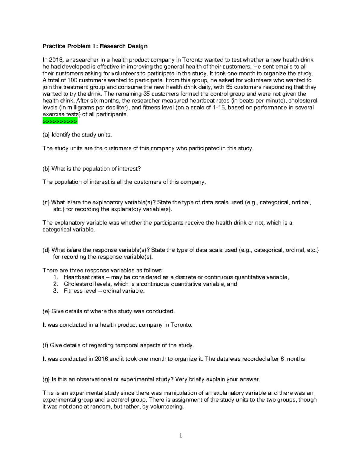 Practice Problem 1-Research Design-Solutions - 1 Practice Problem 1 ...