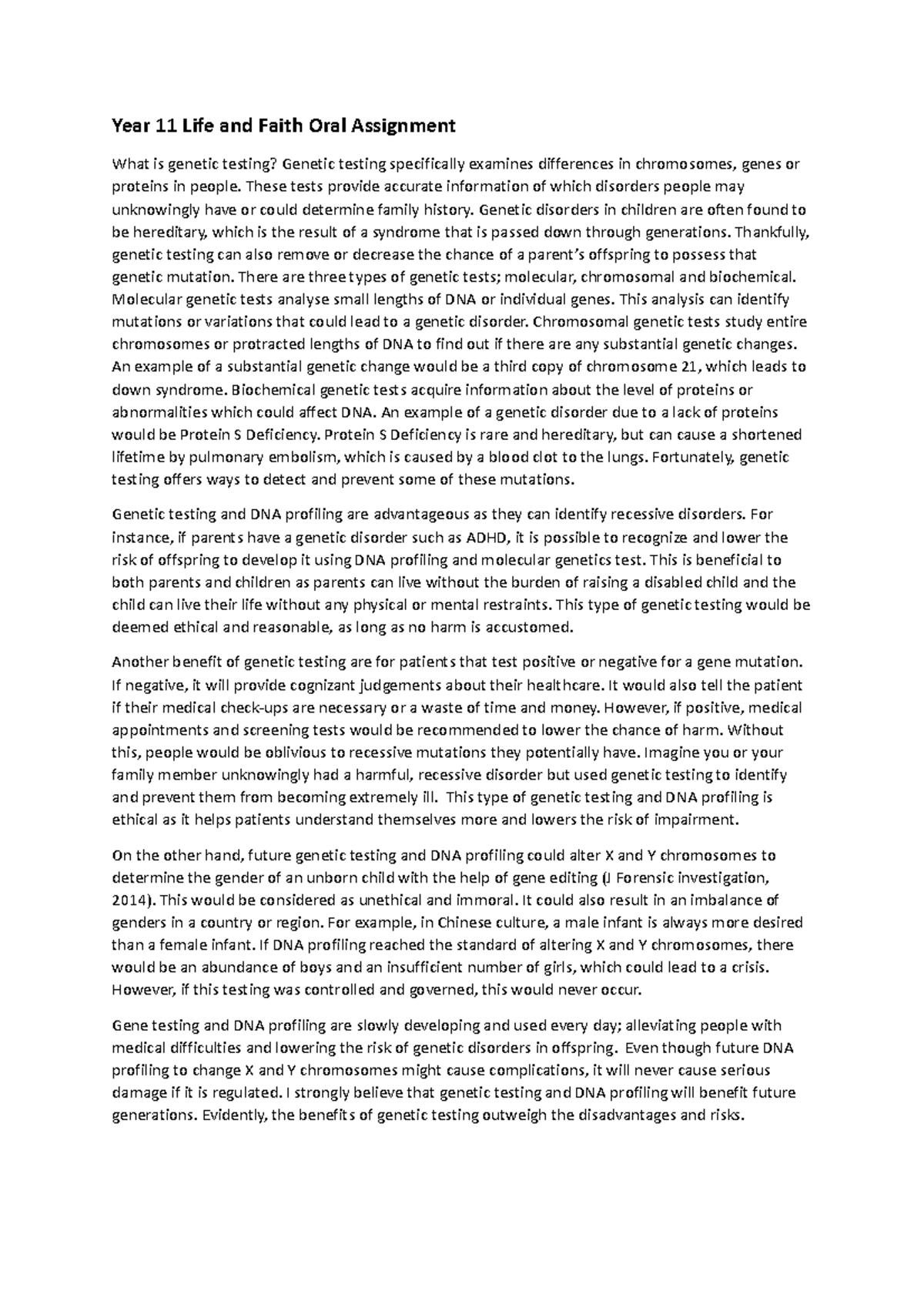 Life Notes Assignment - Year 11 Life and Faith Oral Assignment What is ...