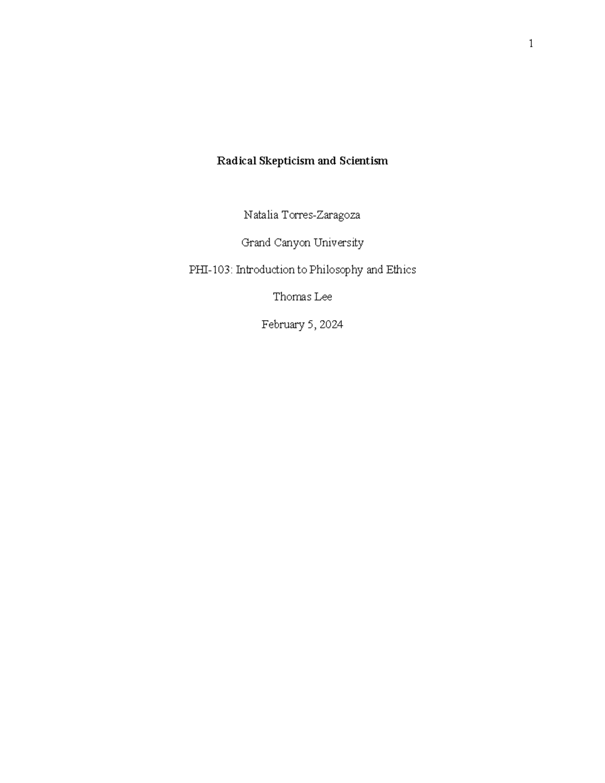 Radical Skepticism and Scientism - Radical Skepticism and Scientism ...