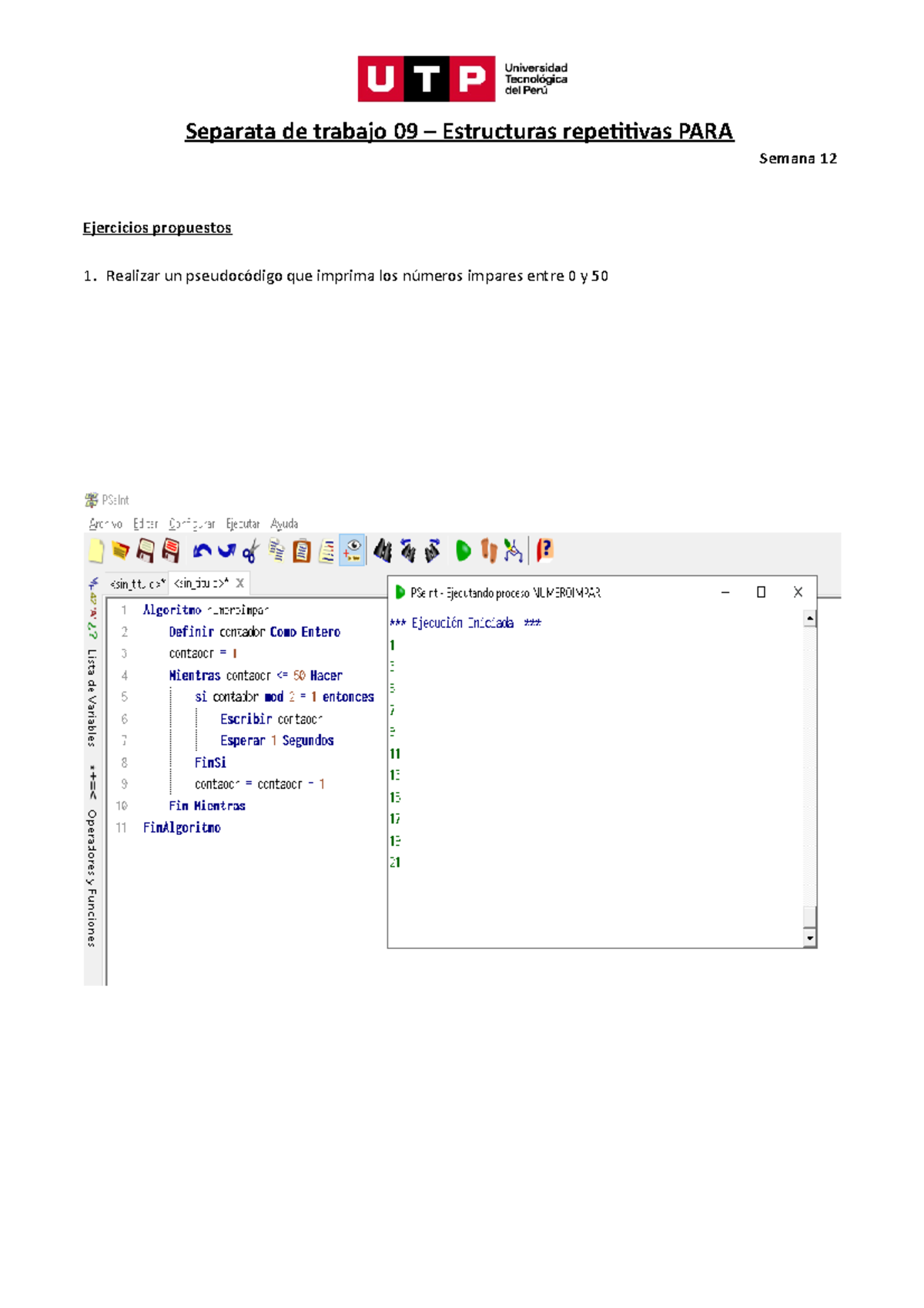 Separata 09 Unidad 03 algoritmo - Algoritmos y Estructura de Datos - Separata de trabajo 09 ...