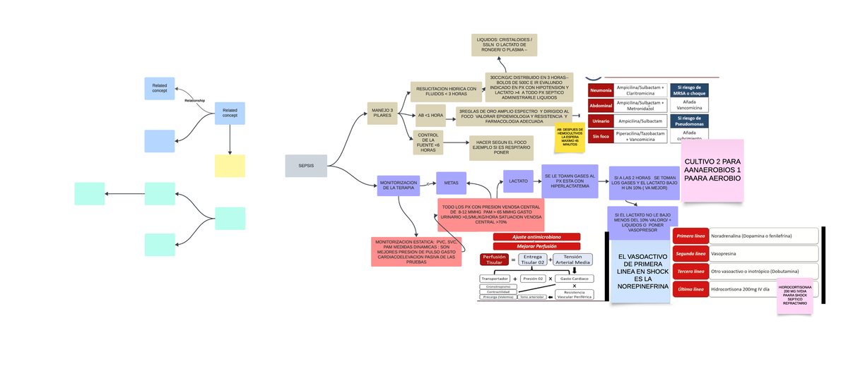 Concept map - mapa - SEPSIS Related concept MANEJO 3 PILARES ...