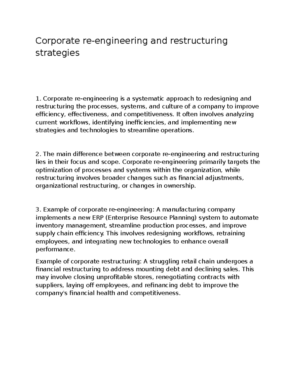Strat Man - Corporate re-engineering and restructuring strategies 1 ...