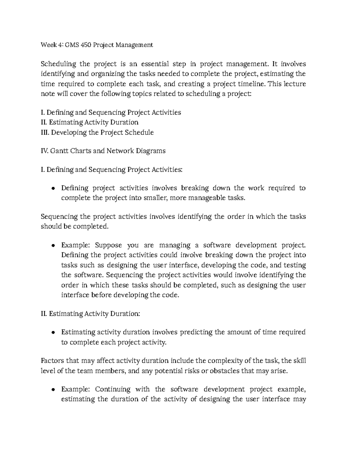 Week 4 GMS 450 Project Management - Week 4 GMS 450 Project Management ...