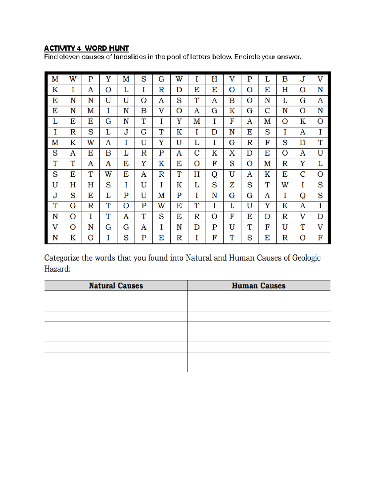 Activity 4 WORD HUNT DRR - san isidro - ACTIVITY 4 WORD HUNT Find ...