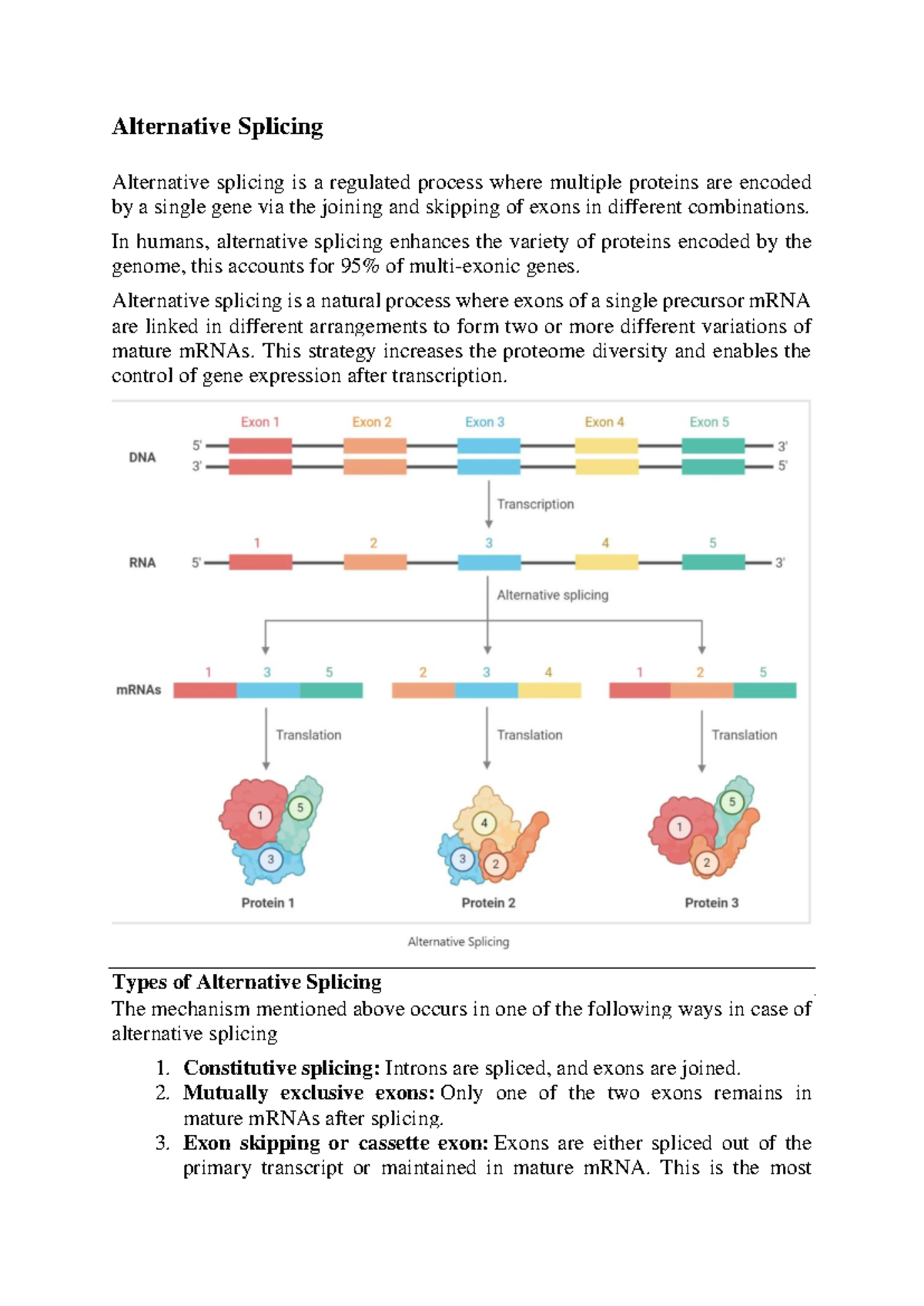 Alternative Splicing mechanism - Alternative Splicing Alternative ...