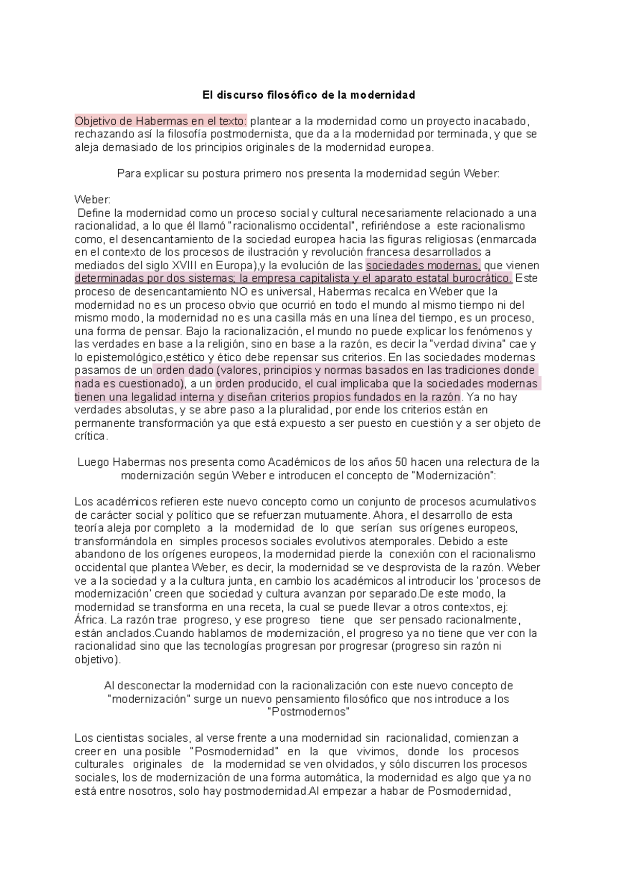 El discurso filosófico de la modernidad - El discurso filosófico de la ...