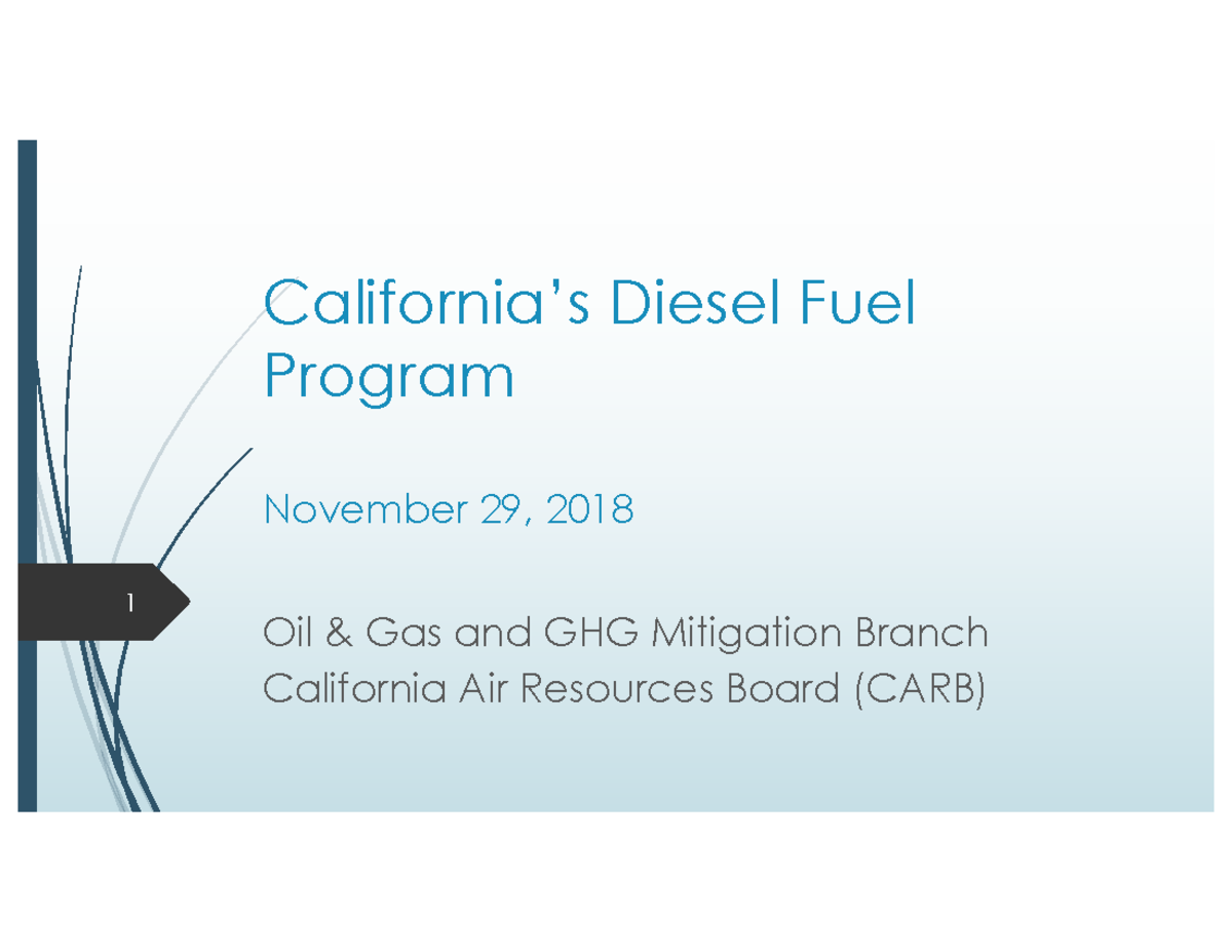14. Diesel FUEL Standard AND Compliance Program (reduced) - California’s Diesel Fuel Program ...
