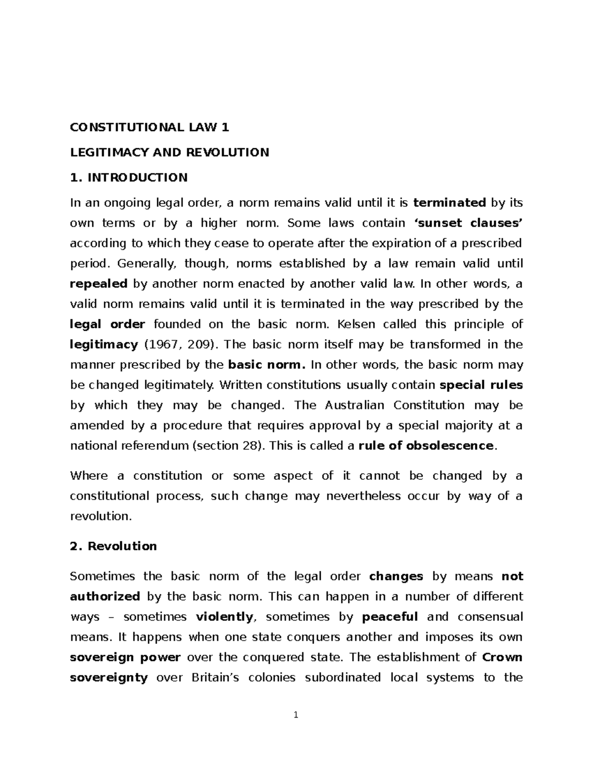 Consitutinal LAW 1 Lecture 5 Legitimacy AND Revolution - CONSTITUTIONAL ...