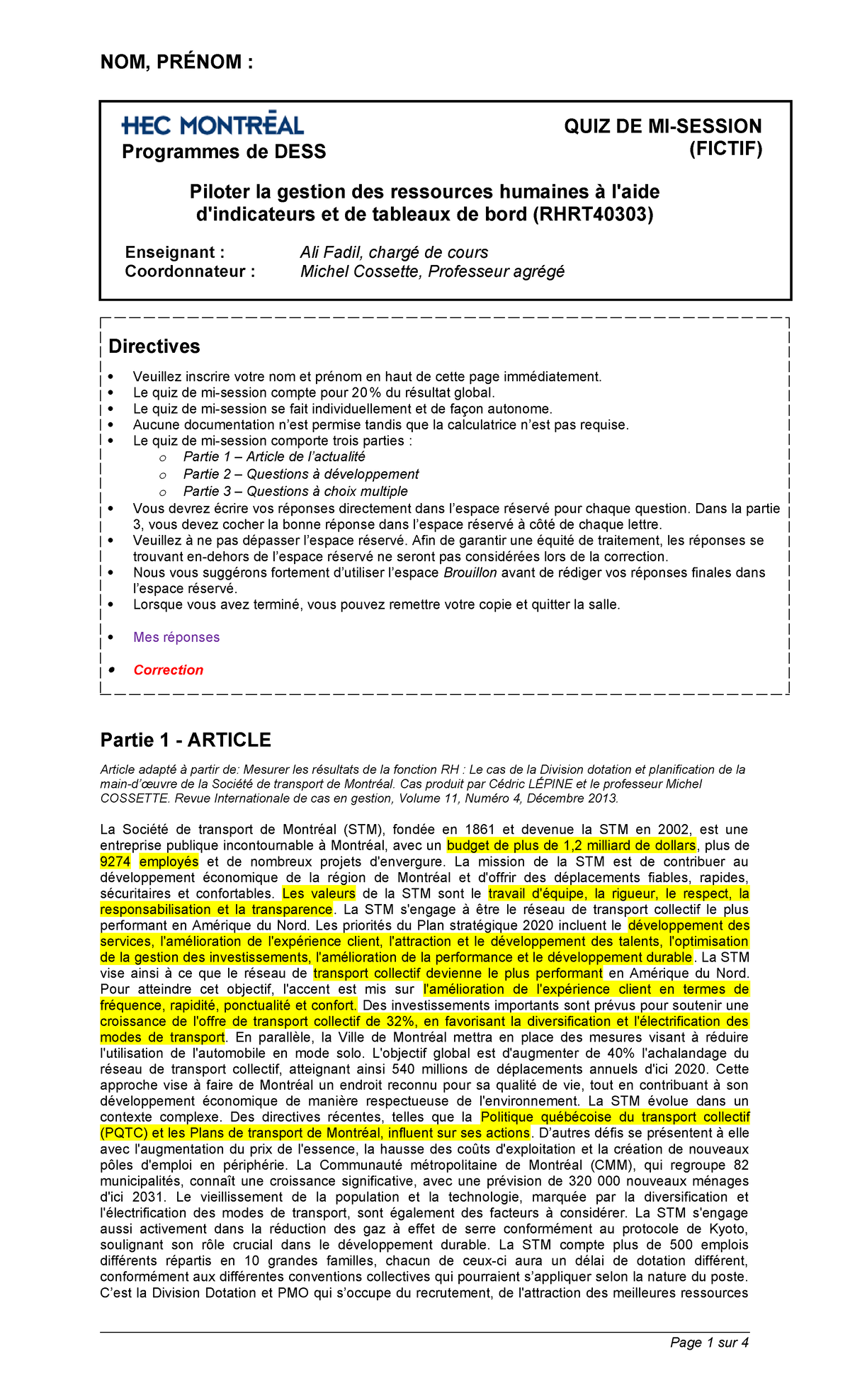 S6 - RHRT40303 Quiz de mi-session - Fictif - NOM, PRÉNOM : Programmes ...