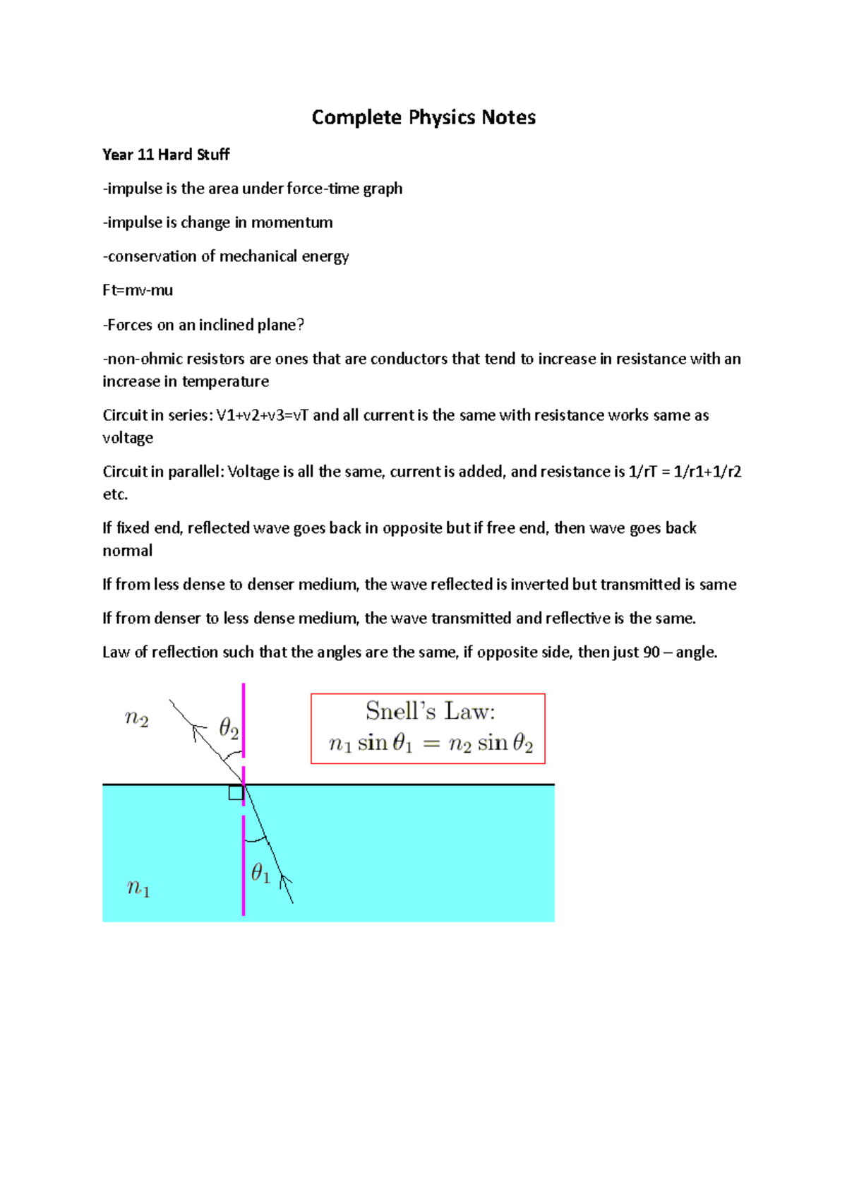 Complete Physics Notes HSC 2020 - Complete Physics Notes Year 11 Hard ...
