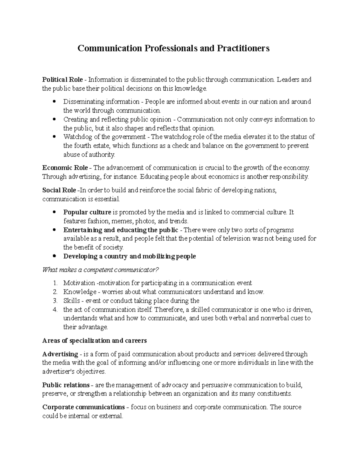 Communication Professionals and Practitioners - Communication ...