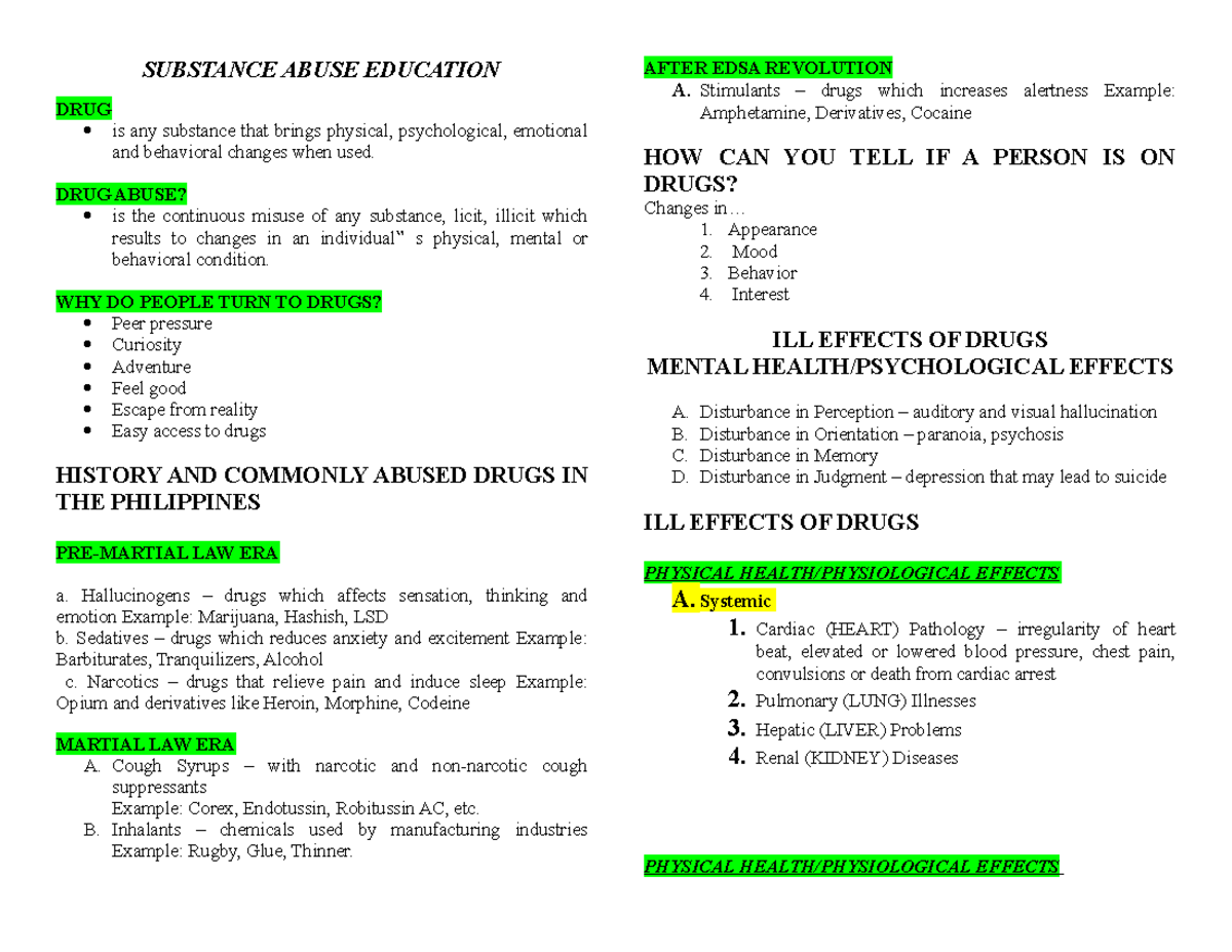 Substance Abuse Education reviewer - SUBSTANCE ABUSE EDUCATION DRUG is ...
