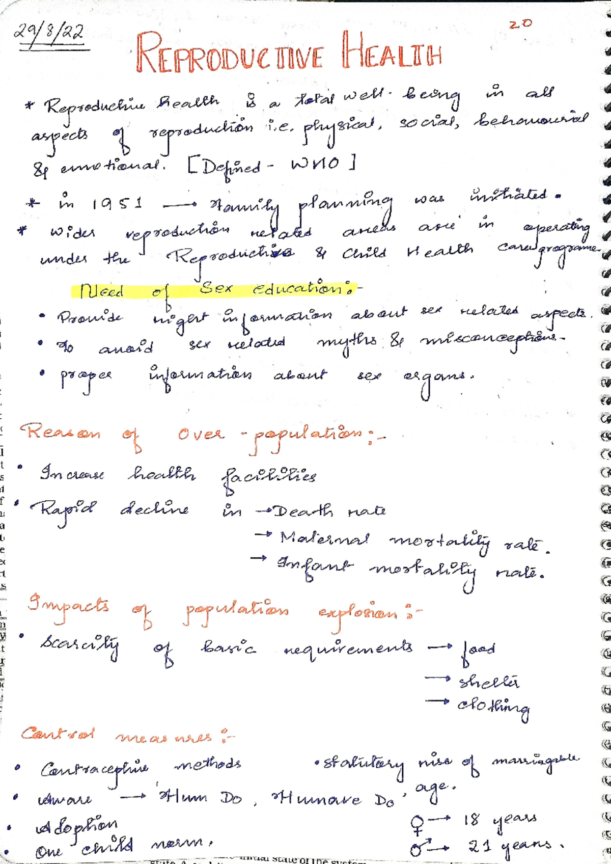 Reproductive Health - Biology Class 12 - Studocu