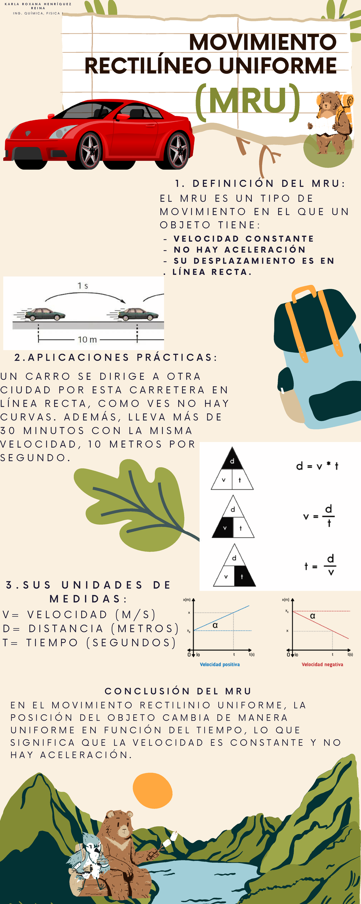 Infografía MRU Fisica 1 Periodo 1 - MOVIMIENTO RECTILÍNEO UNIFORME (MRU ...