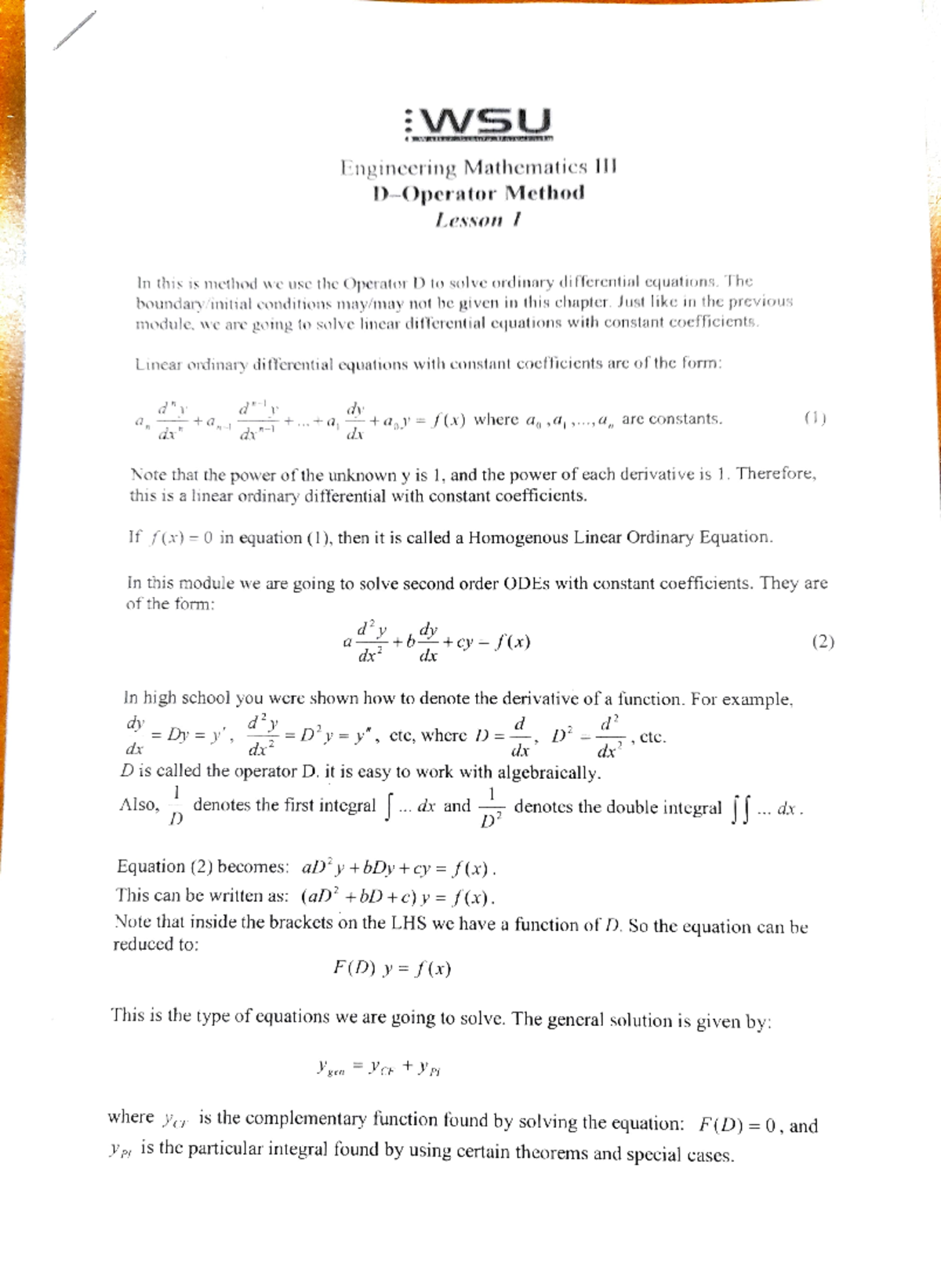 D-Operator Method - mece3/0 - Studocu