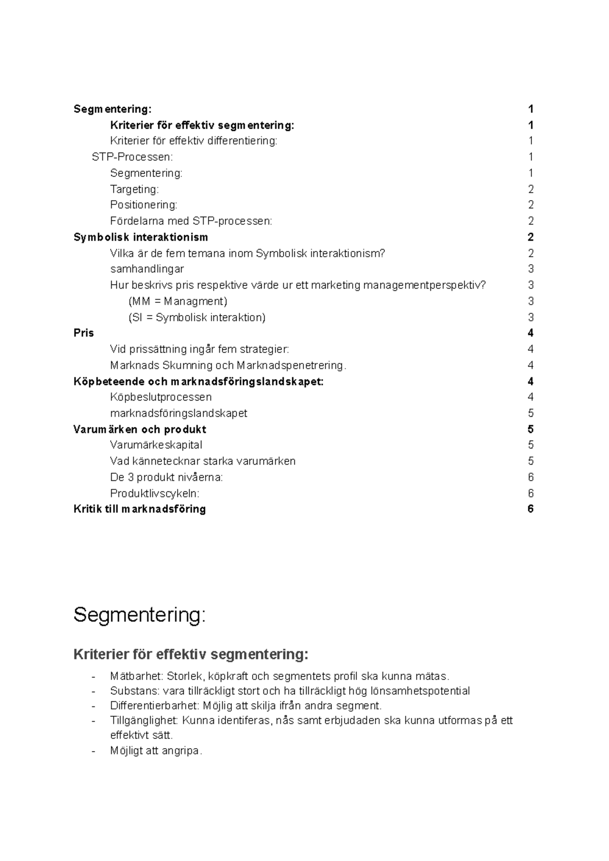 Inför marknadsföring - Segmentering: Kriterier för effektiv ...