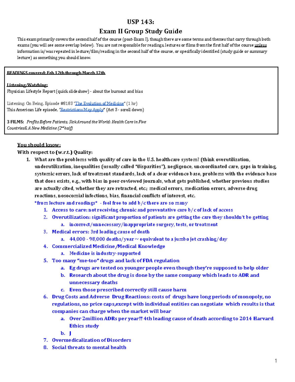 [ USP 143 ] Exam 2 Study Guide - USP 143: Exam II Group Study Guide ...