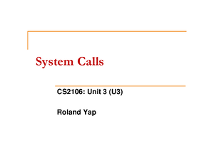 Introduction to Operating Systems CS2106 - NUS - StuDocu