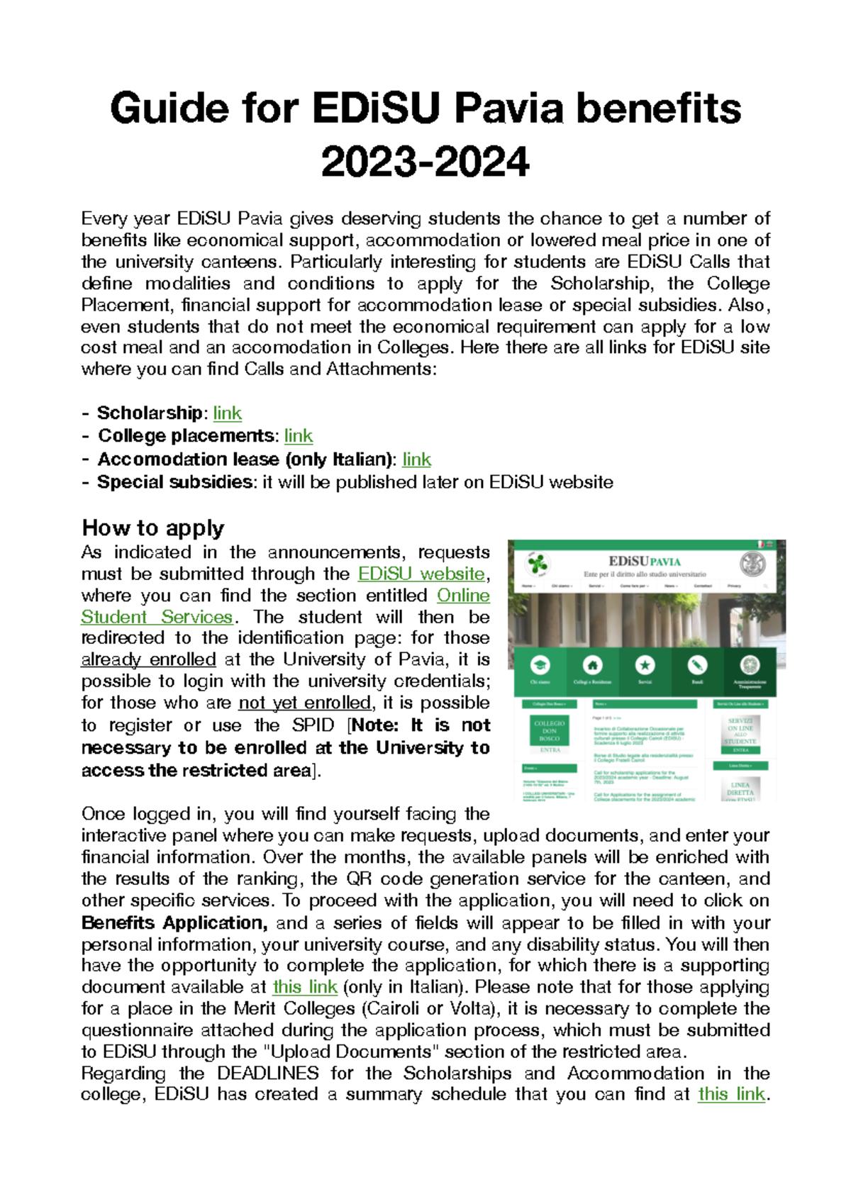 Guida benefici EDi SU 2023-2024 eng - Guide for EDiSU Pavia benefits ...