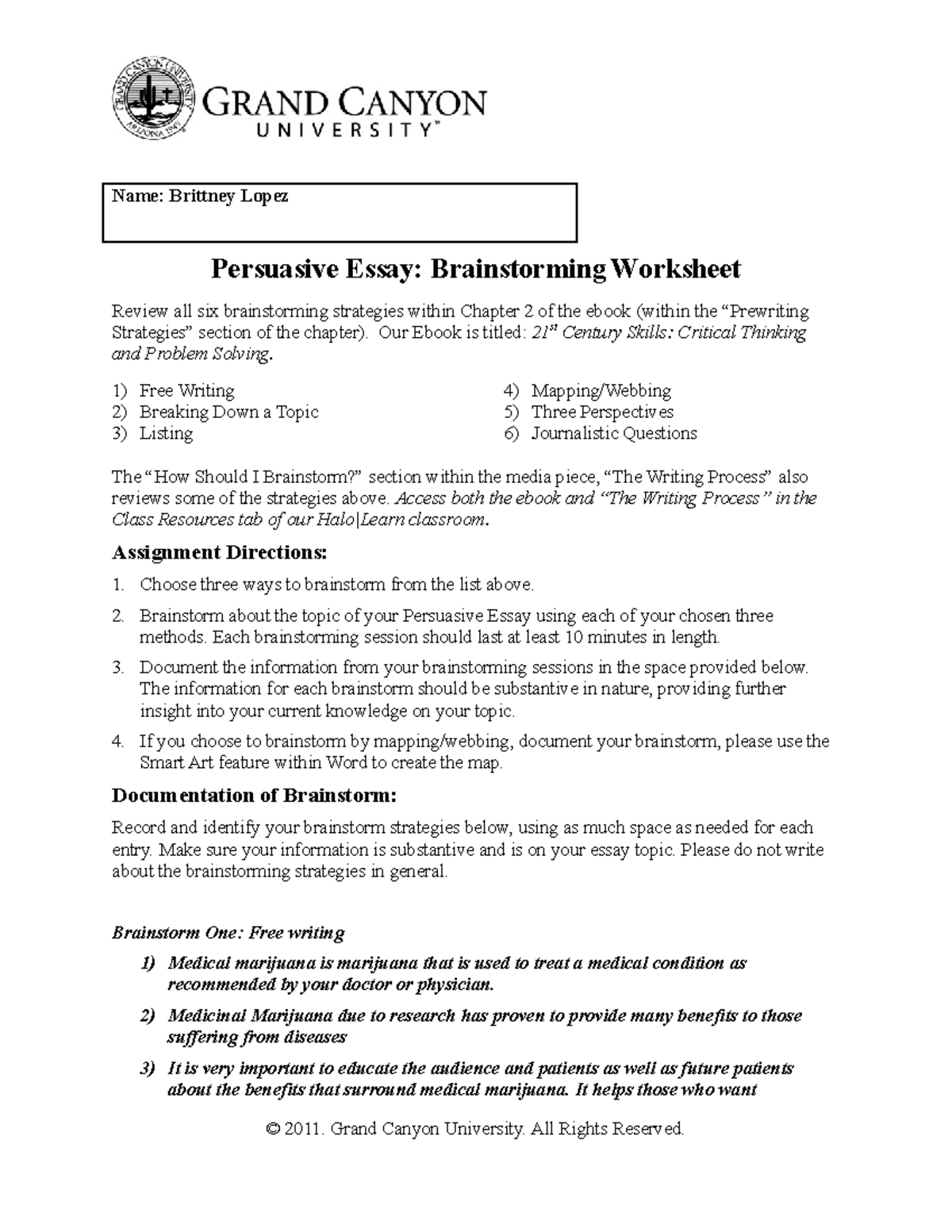 PHI105 T2 Brainstorming Worksheet 4 13 2023 - Name: Brittney Lopez ...
