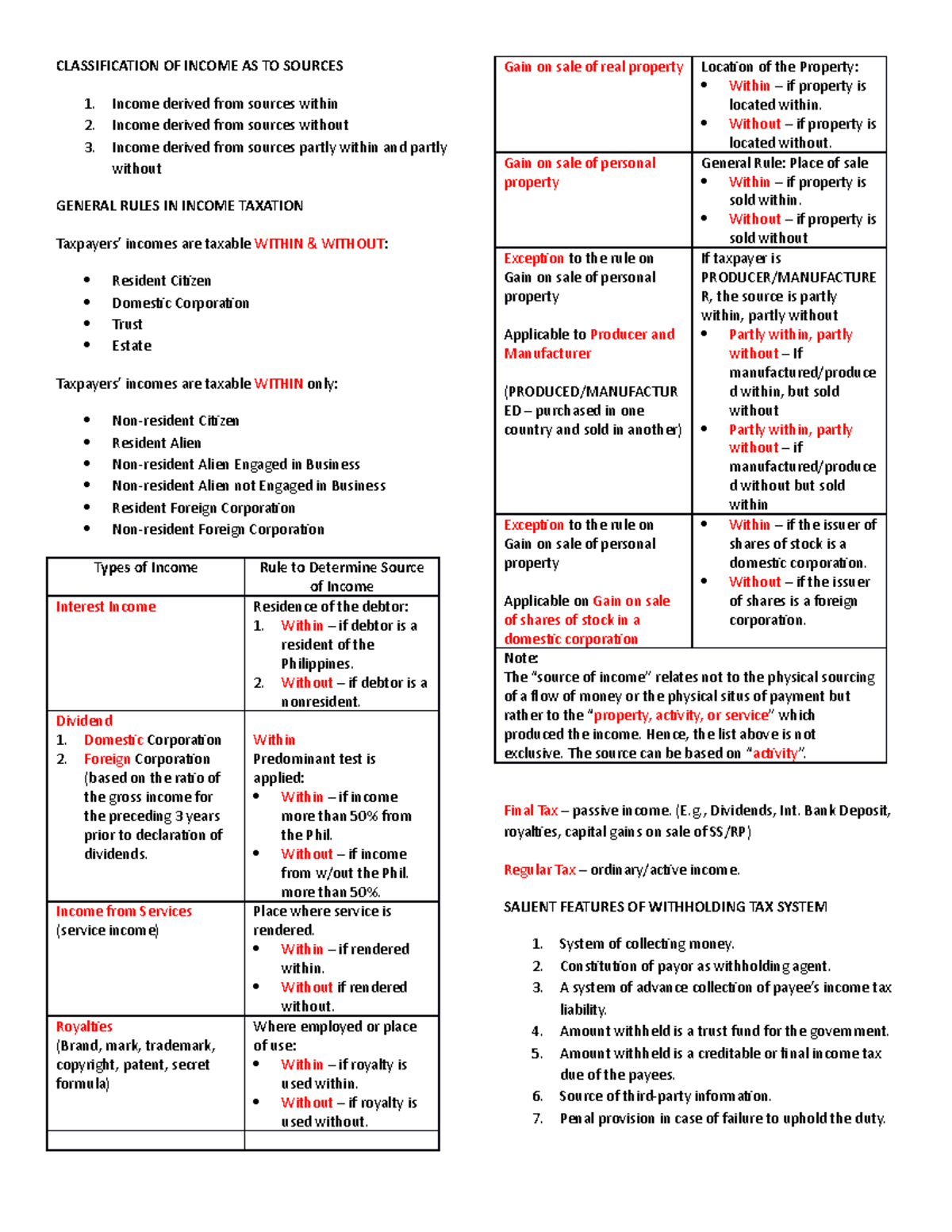 Inbound 4831775586106516546 - CLASSIFICATION OF INCOME AS TO SOURCES ...