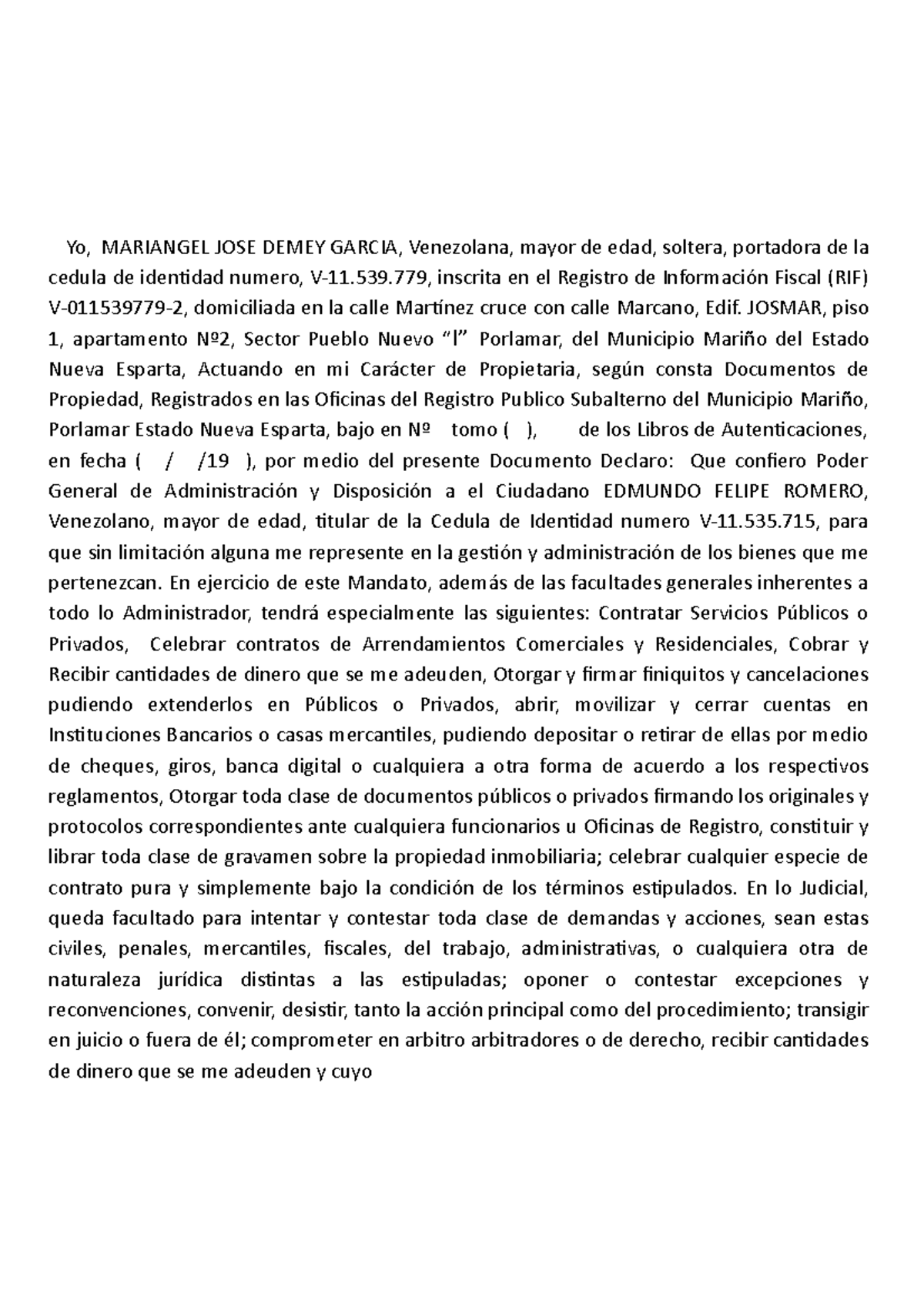 Poder General Amplio y Suficiente - Fundamentos del derecho - Studocu