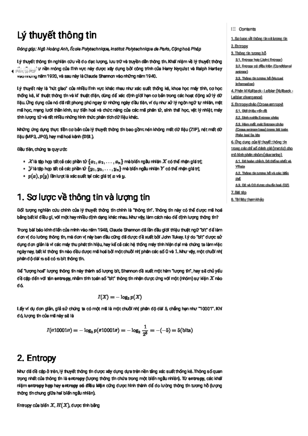 Lý thuyết thông tin — Deep AI Khanh Blog - Lý thuyết thô ng tin Đón g góp : Ngô Hoà n g An h ...
