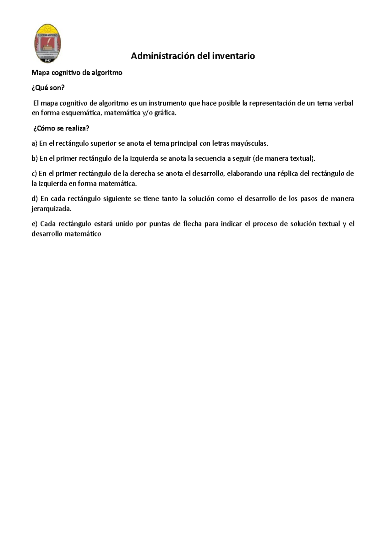 Ejemplo de Mapa cognitivo de algoritmo - Investigacion de operaciones ...